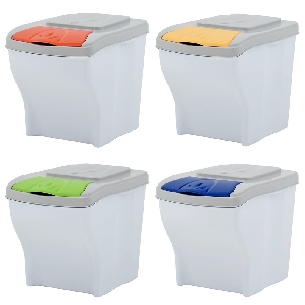 Set of 4 x 20 Litre Stackable Waste Recycling Bins - SeenItOnline.co.uk