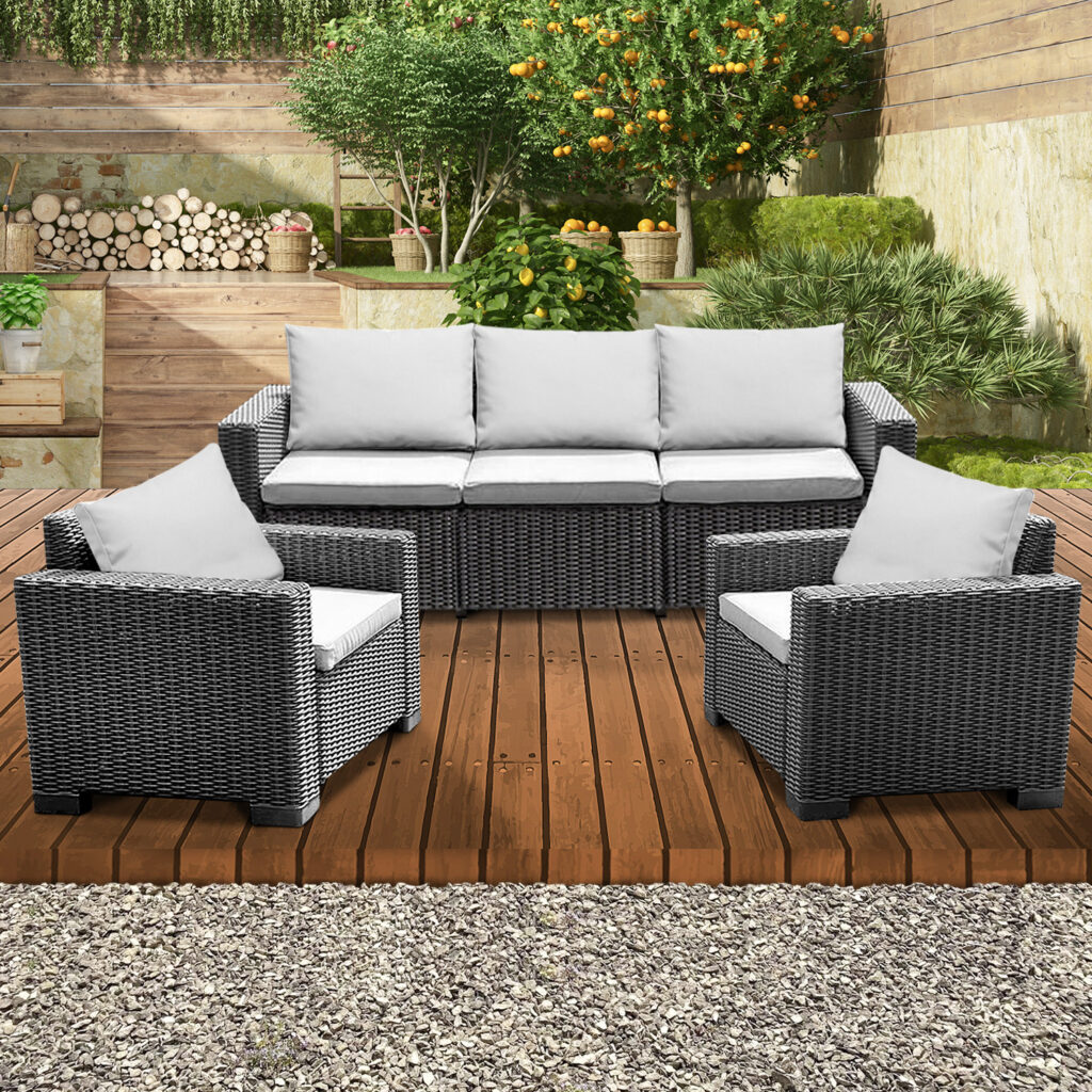 Keter California Rattan Sofa Lounger & Chair Set - SeenItOnline.co.uk
