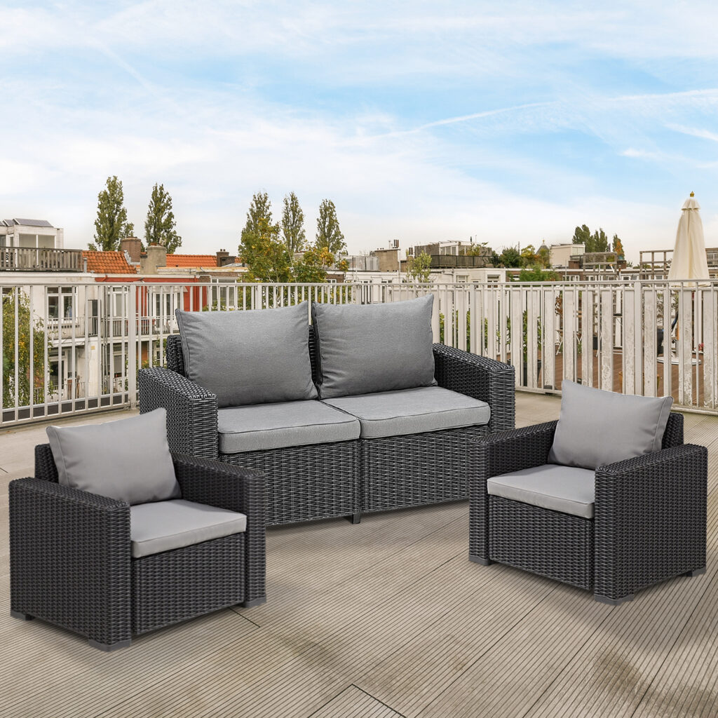 Keter California Rattan 4pc Sofa Lounger & Chair Set - SeenItOnline.co.uk