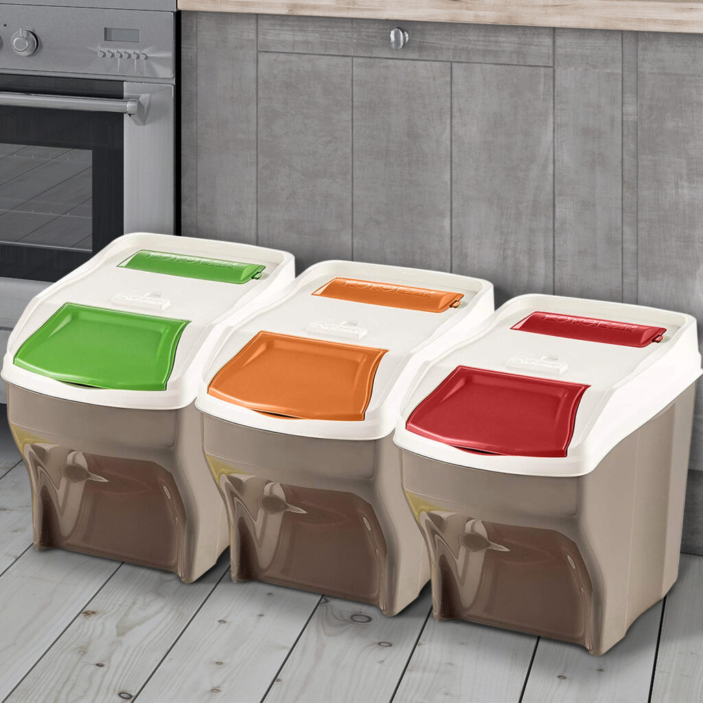 Set of 3 x 27 Litre Stackable Waste Recycling Bins - SeenItOnline.co.uk