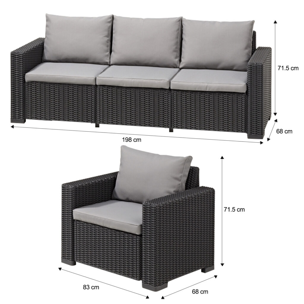 Keter California Rattan Sofa Lounger & Chair Set - SeenItOnline.co.uk