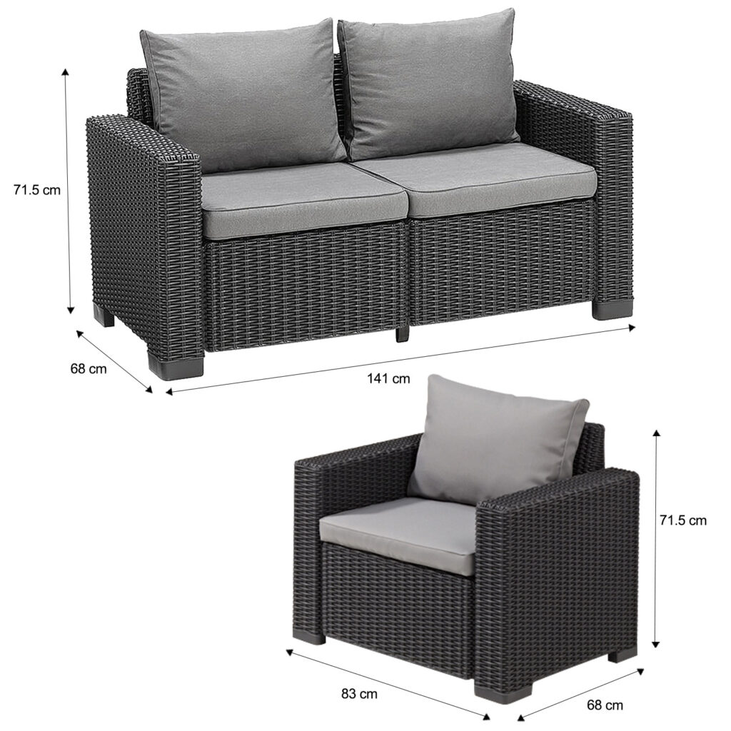 Keter California Rattan 4pc Sofa Lounger & Chair Set - SeenItOnline.co.uk