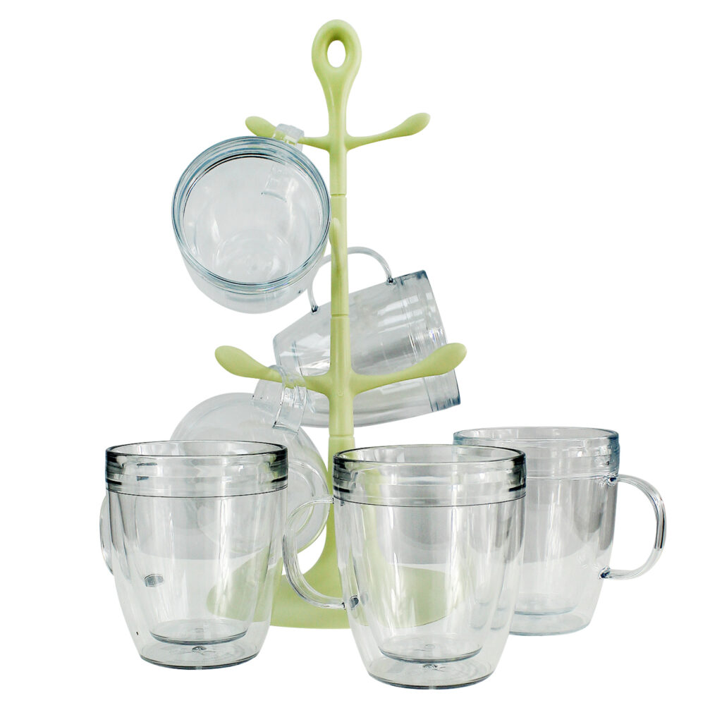 Pistachio Bodum Mug Tree With 6 Double Walled Shatterproof BPA-Free ...