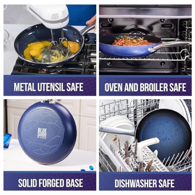 Blue Diamond Cookware 3 Piece Pan Set - 24cm Frying Pan, 28cm Saute Pan ...